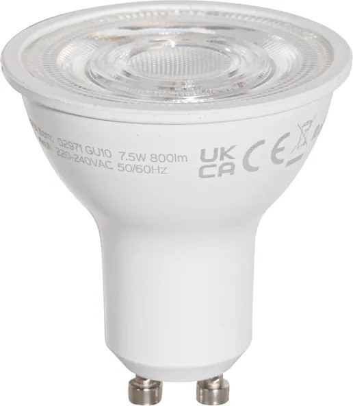 Sada 5 čirých LED žárovek GU10 50mm 7,5W 800 lm 3000K