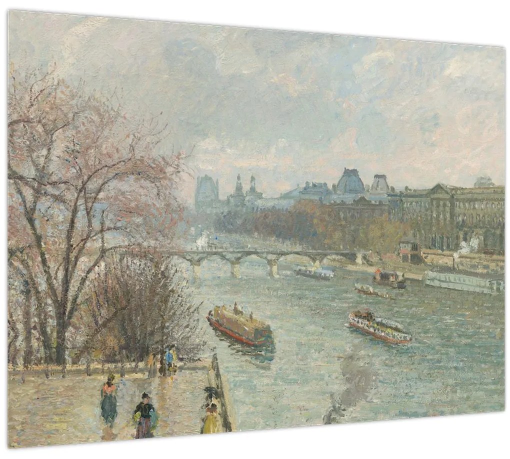 Obraz - Camille Pissarro, The Louvre, Afternoon, Rainy Weather, reprodukce (70x50 cm)