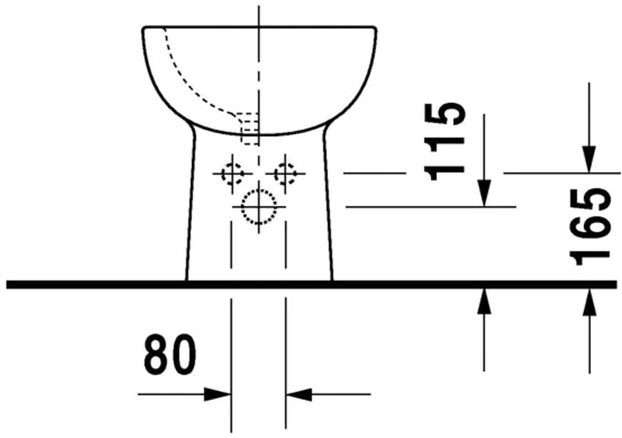 Duravit D-Code - Stojící bidet, 1 otvor pro armaturu propíchnutý, 36x56 cm, bílý 22411000002