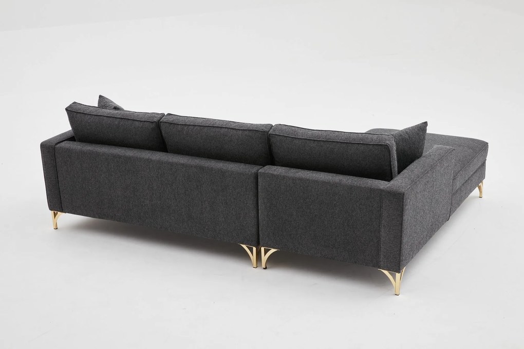 Hanah Home Rohová pohovka BERLIN antracitová se zlatou levá 258 cm 825BLC2805