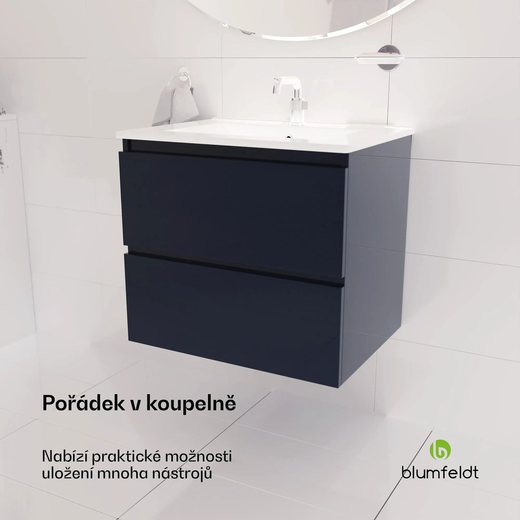 Blumfeldt Johnstone, umyvadlo a skříňka do koupelny, 60 cm, keramické umyvadlo, zavírání Soft-Close