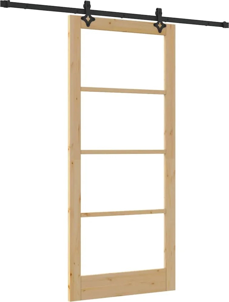 Posuvné dveře ORKDAL 93 x 211 cm Masivní borové dřevo a sklo 3332205