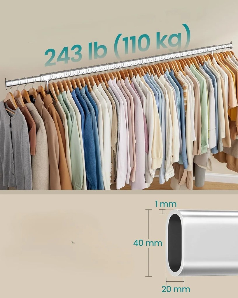 Stojan na oblečení Fabio s nastavitelnou šířkou 160/200 cm chromovaný