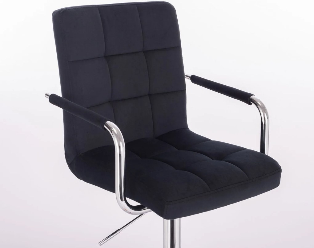 LuxuryForm DESIGN Otočná židle VERONA VELUR na stříbrném talíři - černá