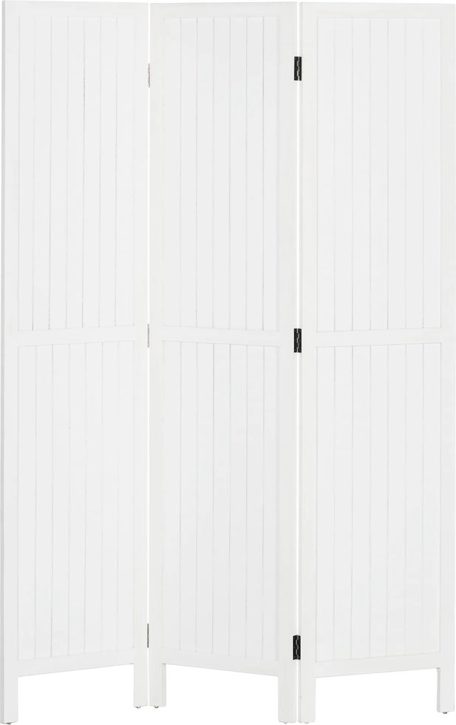 HOMCOM 3-panelový skládací paravan 120x1,8x170 cm, prvek soukromí, rustikální styl pro kancelář, ložnici a obývací pokoj, bílý | Aosom