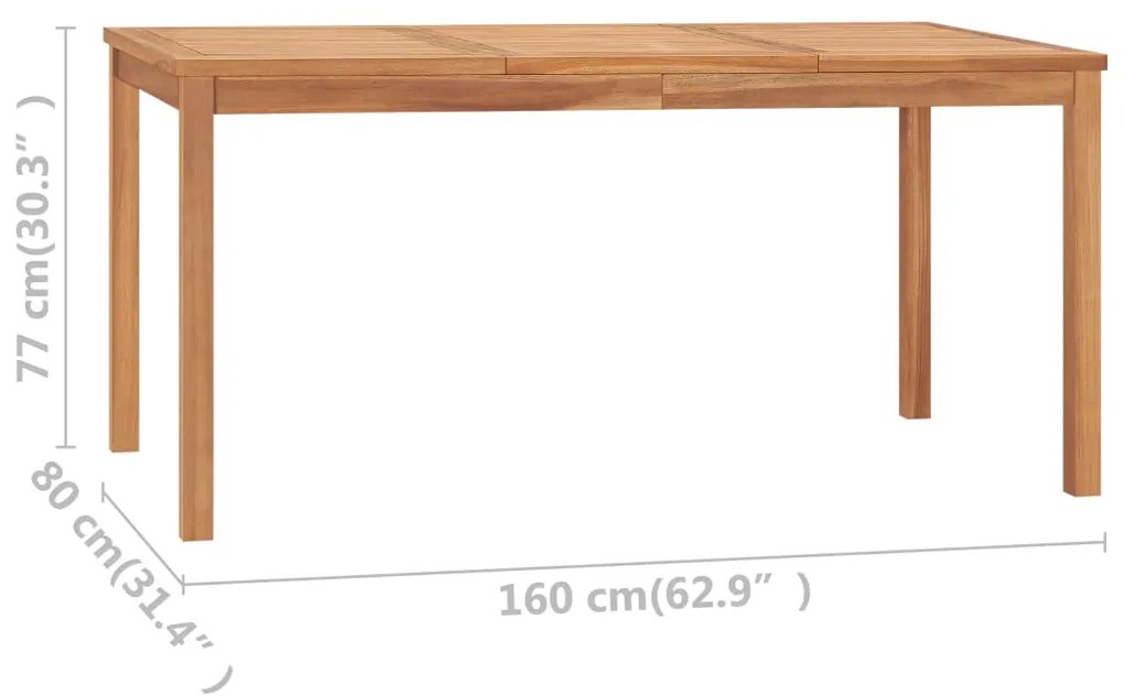 vidaXL Marketos Zahradní jídelní stůl 160 x 80 x 77 cm masivní teakové dřevo