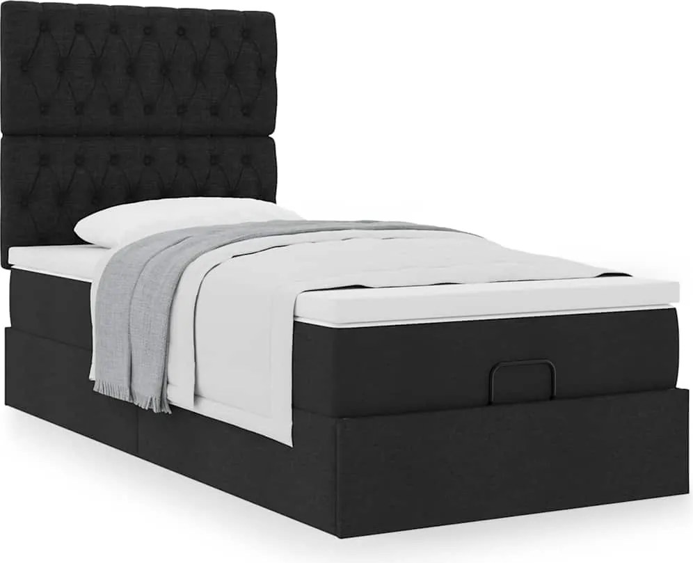 Osmanský rám postele s matrací černá 90x190cm textil 3313204