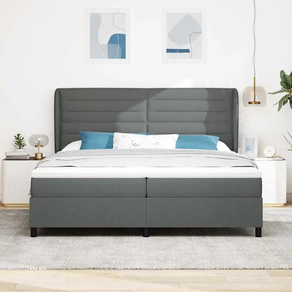 Postel s boxspringem s matrací Tmavě šedá 200 x 200 cm textil 3340523