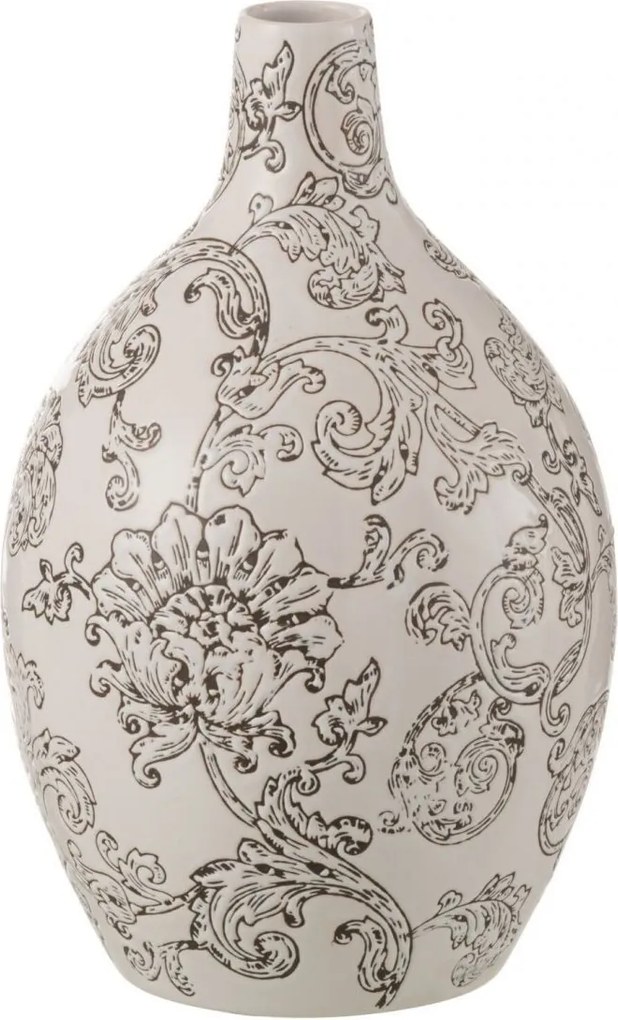 Bílo-černá porcelánová váza s květy Zen Ball – 20*20*33 cm