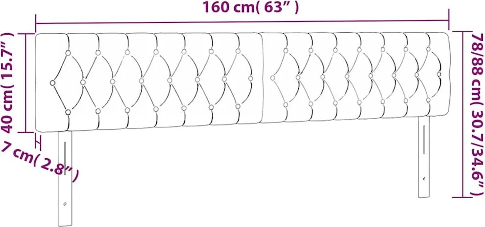Čelo postele s LED tmavě šedé 160 x 7 x 78/88 cm textil 3121955