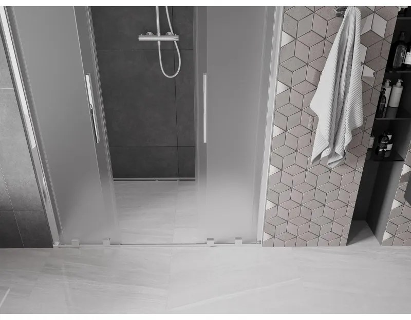 Mexen Velar L Duo, posuvné sprchové dveře do otvoru 160 cm, 8mm sklo námraza, chromová, 871-160-003-32-01