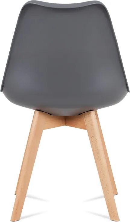 Jídelní židle Autronic CT-752 GREY – plast / PU kůže / masiv buk