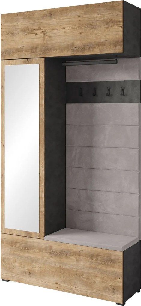 Předsíňová stěna se sedákem 115 cm Tejo matera/kaštan (TEJ009TX+TEJ244)