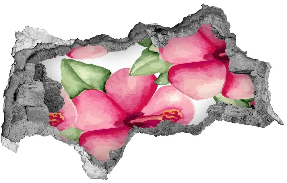 Wallmuralia Nálepka 3D díra na zeď Tropické květiny 95x73 cm