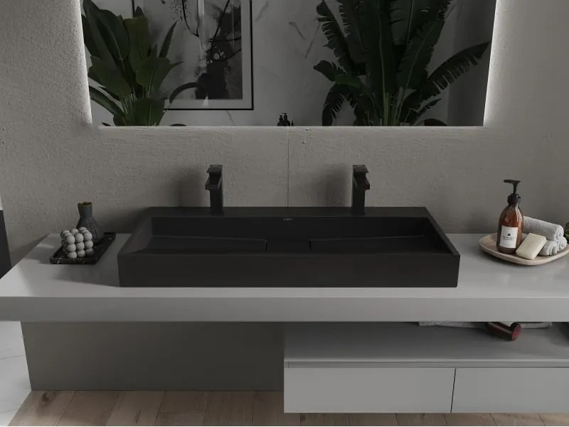 Mexen Ava umyvadlo na desku z konglomerátu 2/O 100 x 46 cm, černé - 23011072