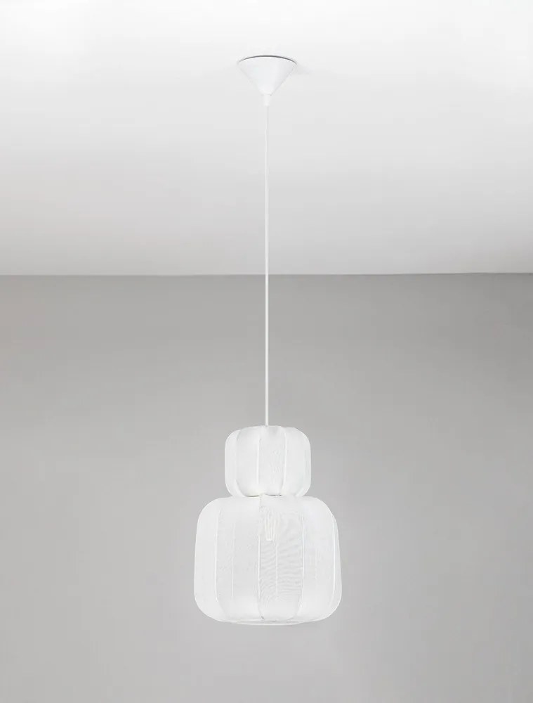 Matně bílé látkové závěsné svítidlo ø 28 cm Delina – Nova Luce
