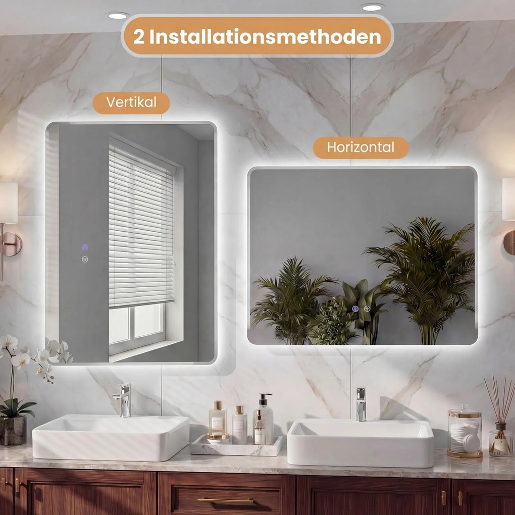 Costway LED koupelnové zrcadlo s 3 barevnými světly a nástěnné zrcadlo