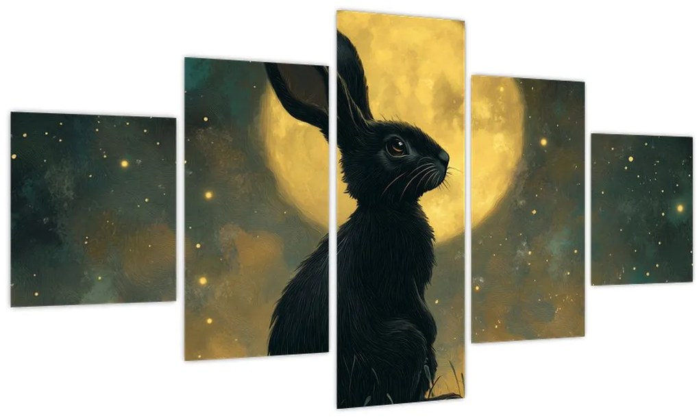 Obraz - Zajíc s měsícem (125x70 cm)