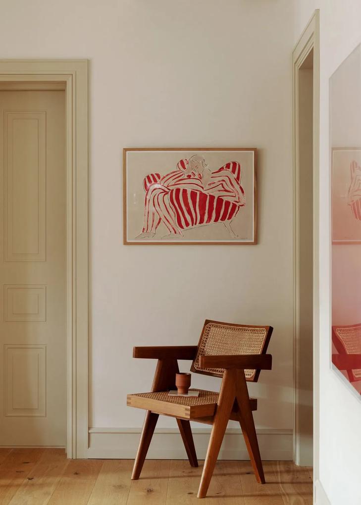 THE POSTER CLUB Autorský plakát Red Chair by Sofia Lind 50 x 70 cm, červená barva, papír