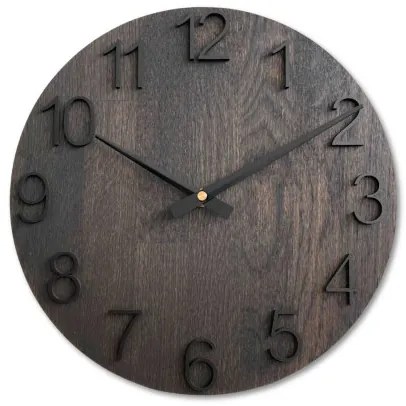 Luxusní dřevěné nástěnné hodiny Wenge s 3D číslicemi | SENTOP MAS016-OSMO-3169-heads-black
