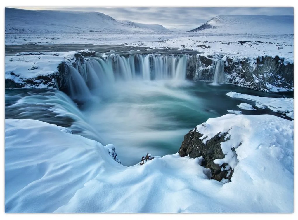 Skleněný obraz - Vodopád Bohů, Island (70x50 cm)