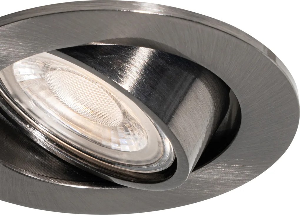 Sada 6 moderních zapuštěných bodových svítidel Cisco, kovově šedá, GU10, kulatá, 50mm, naklápěcí