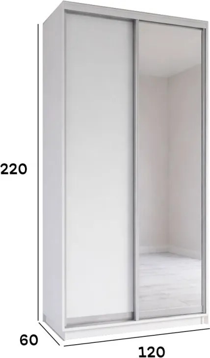 Skříň s posuvnými dveřmi 1200x2200x600 1LTD 1 Zrcadlo nymphaea alba, profil stříbrný