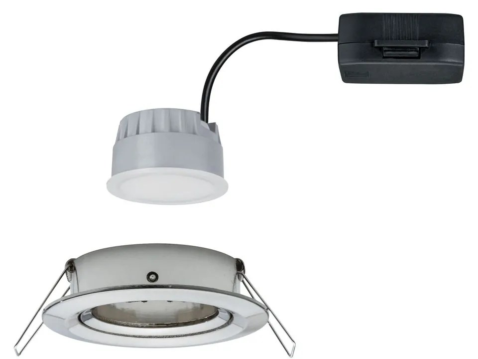 Paulmann 93482 LED Coin Nova round, kulatá bodovka v úpravě broušené oceli, 1x6,5W LED 2700K tříkrokové stmívání, prům.8,4cm