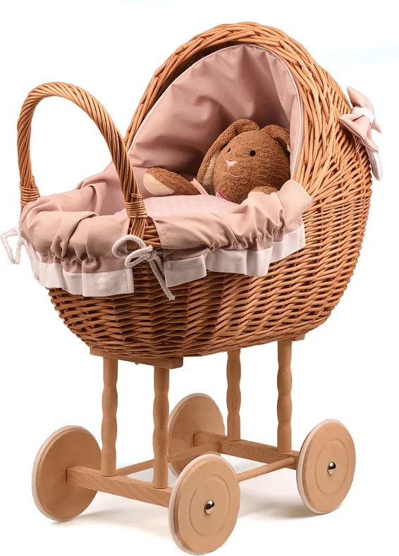 Kočárek proutěný pro panenku Lili IV. š.48 x hl.28 x v.60(cm)