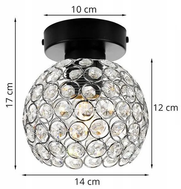 Stropní svítidlo Crystal, 1x stříbrné křišťálové stínítko, (výběr ze 2 barev konstrukce)