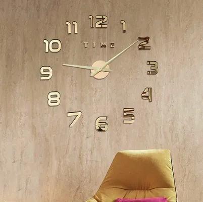 Nástěnné 3D hodiny - motiv klasická čísla Varianta: Zlatá, Velikost: 119 cm