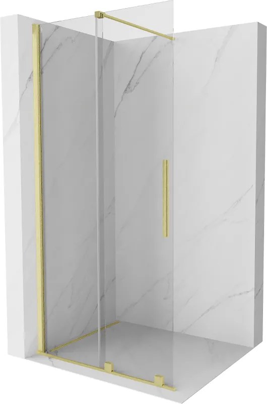 Mexen Velar, posuvné dveře do otvoru typ Walk-In 100 cm, 8mm čiré sklo, zlatá matná, 871-100-000-03-55