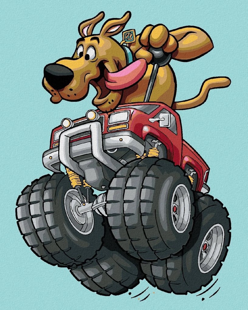 Malování podle čísel scooby a monster truck (scooby doo), 40x50 cm, vypnuté plátno na rám