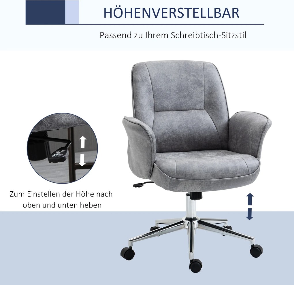 Kancelářská židle Vinsetto XXL ergonomická čalouněná židle výškově nastavitelná s funkcí houpání do nosnosti 120 kg Světle šedá | Aosom.de