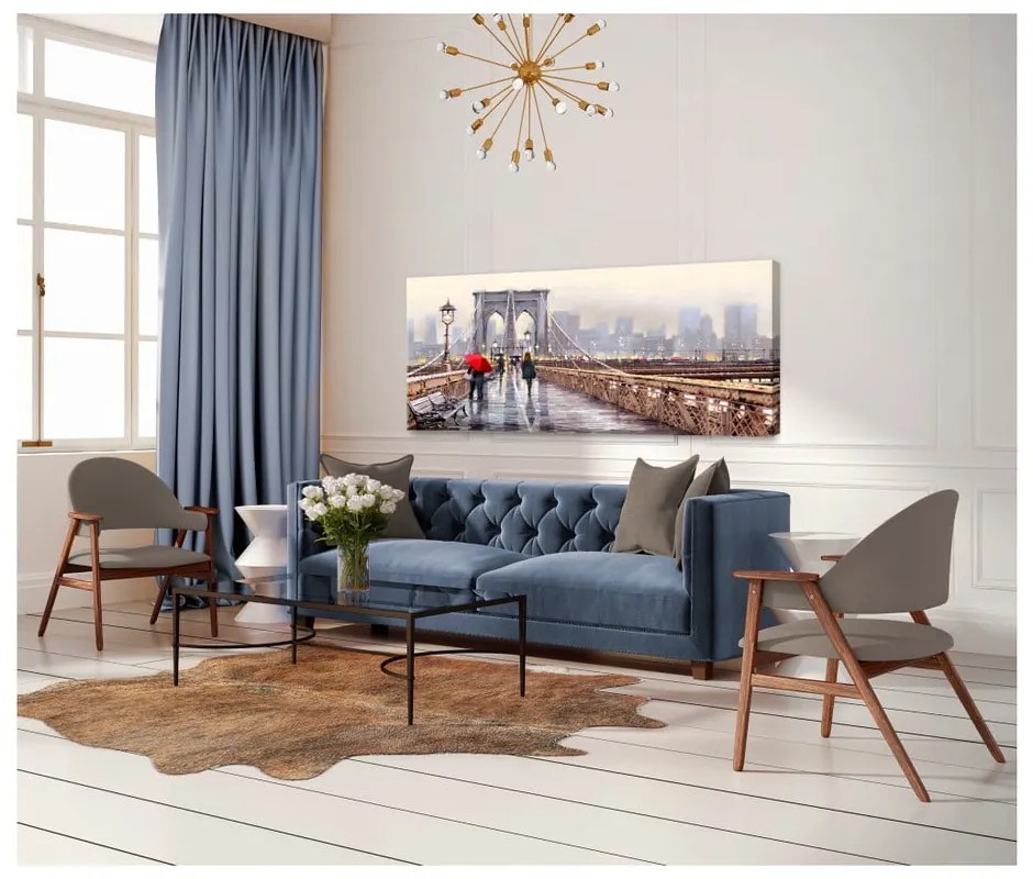 Obraz Styler Canvas Watercolor New York Bridge, 45 x 140 cm