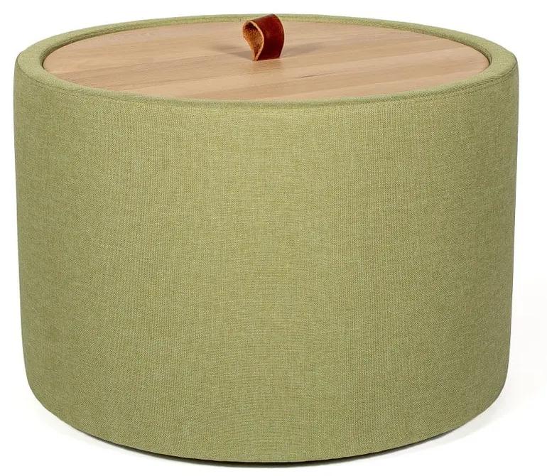 Odkládací stolek v zelené barvě se snímatelnou deskou z dubového dřeva Askala Ibisco, ⌀ 56 cm