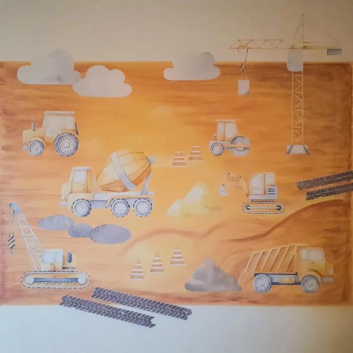 INSPIO Dětské samolepky na zeď pro kluky - Stavební stroje