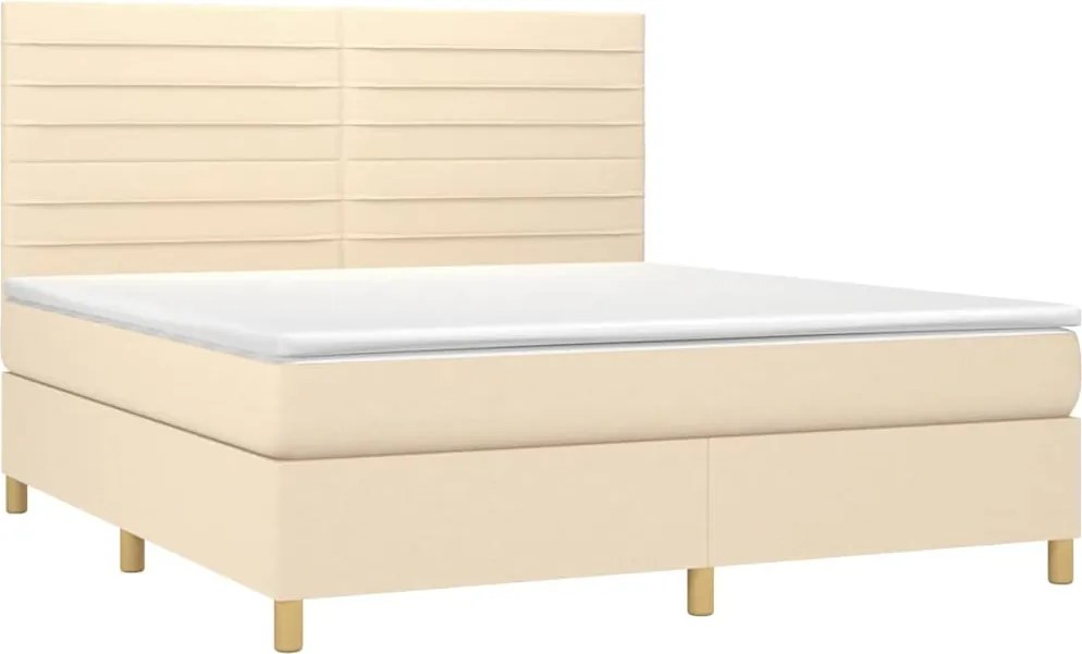 Box spring postel s matrací a LED krémová 160x200 cm textil 3135530