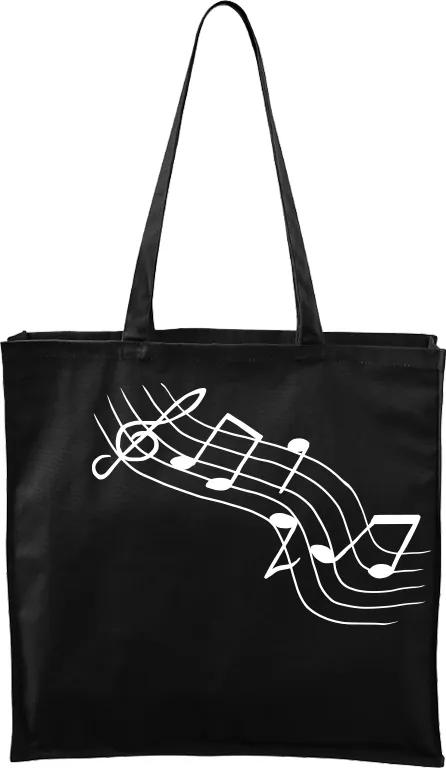 Plátěná taška Carry - Noty - Šikmé Barva tašky: ČERNÁ, Barva motivu: BÍLÁ |  BIANO