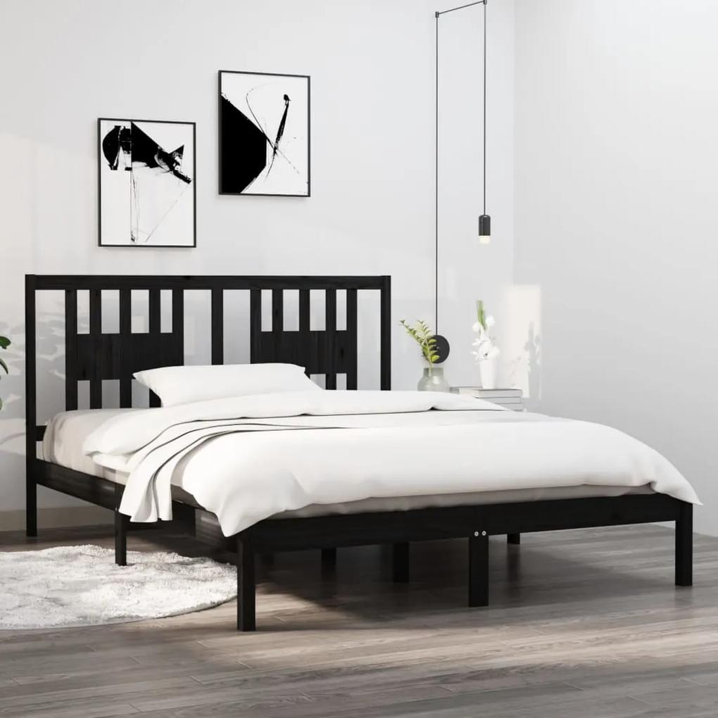 Rám postele černý masivní dřevo 150 x 200 cm King Size,  3104072