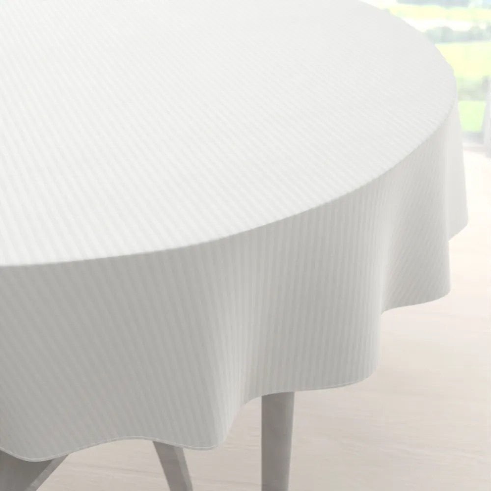 Biante Damaškový kulatý ubrus Atlas Gradl DM-012 Bílý - tenké proužky 2 mm Ø 120 cm