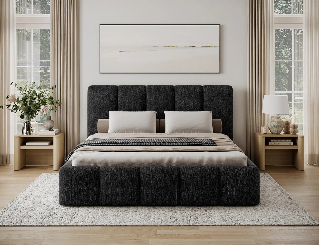 Postel Edvige + Dřevěný rám + plynový výtah + kontejner 180x200