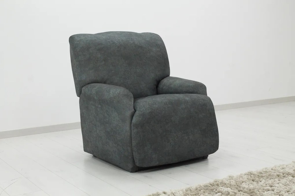 Potah na sedačku elastický, Estivella odolný proti skvrnám, tmavě šedý dvojkřeslo 140 x 180 cm