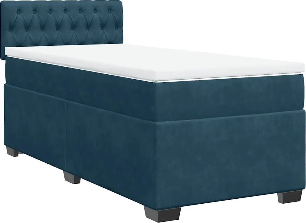Box spring postel s matrací modrá 80 x 200 cm samet 3288472