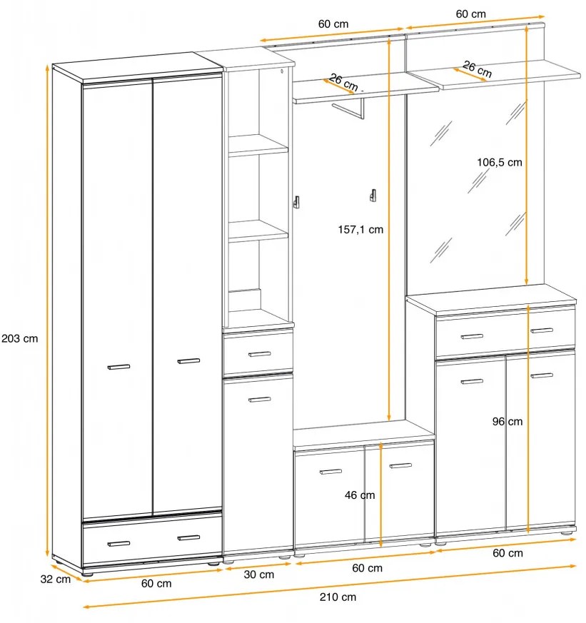 Předsíňová stěna ARMARIO IV + poduška, dub sonoma/dub sonoma