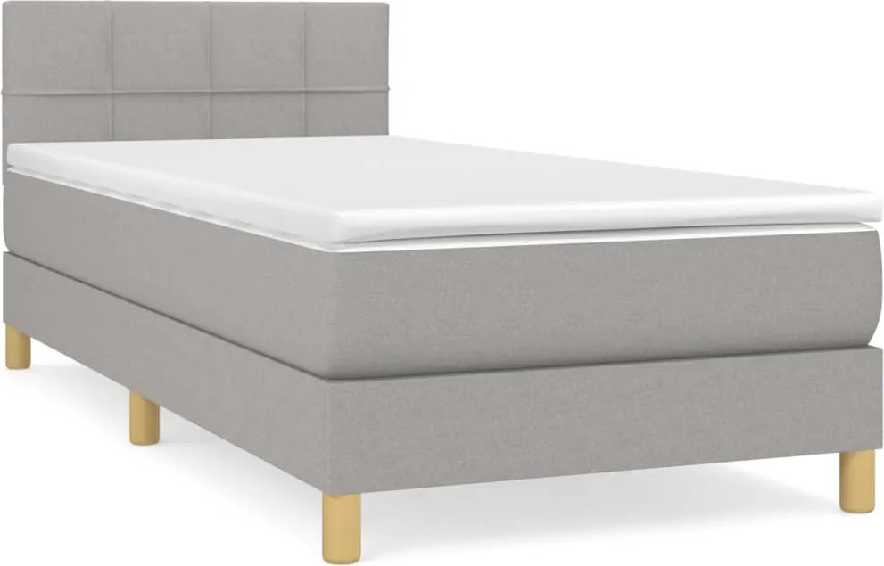 Box spring postel s matrací světle šedá 90x190 cm textil 3140577