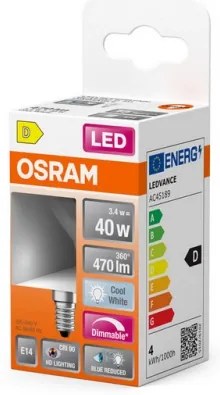 LED žárovka E14 OSRAM Filament 3,4W (40W) neutrální bílá (4000K) stmívatelná