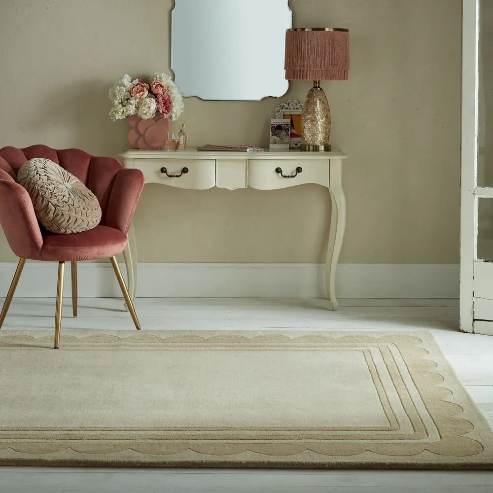 Ručne všívaný kusový koberec Lois Scallop Natural, 120x170, béžová, chodba / predsieň, Flair Rugs