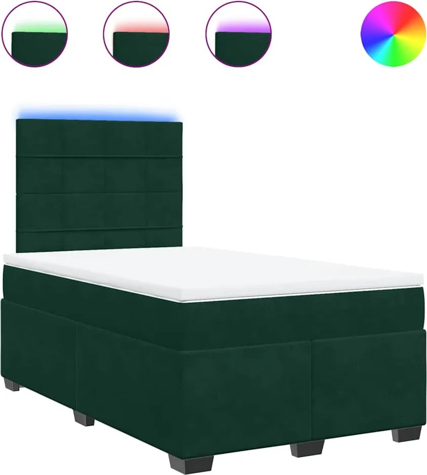 Box spring postel s matrací tmavě zelená 120 x 200 cm samet 3293185