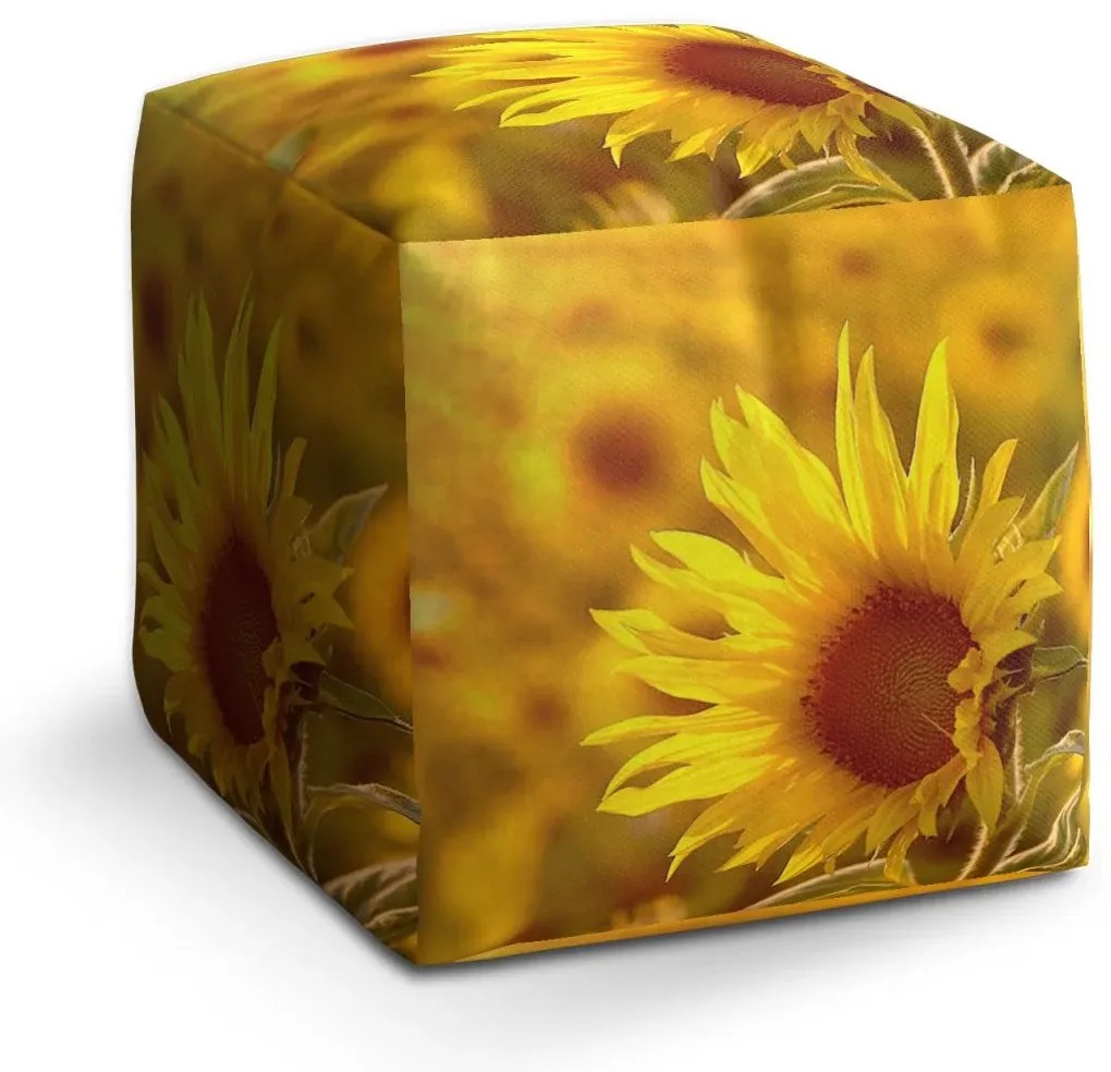 Sablio Taburet Cube Slunečnice 3 - 40x40x40 cm